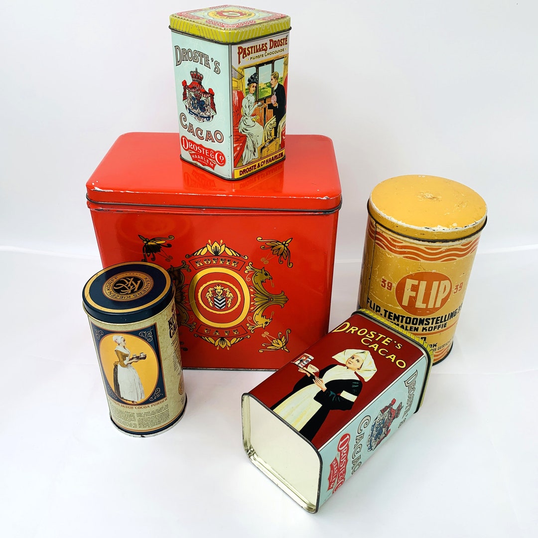 Lot of 5 Rare Vintage Coffee and Cacao Tins, Collectible Vintage Tins ...