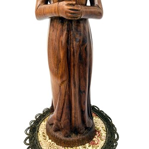 Handcarved Wooden Statue of a Religious African Woman in a Serene Pose ...