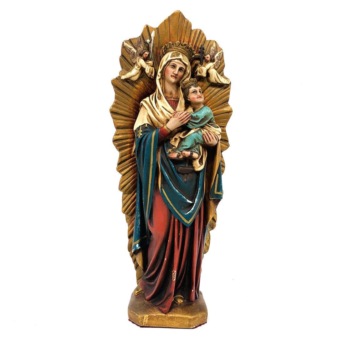 Antique Holy Mother Mary Statue With Baby Jesus in Beautiful Antique ...