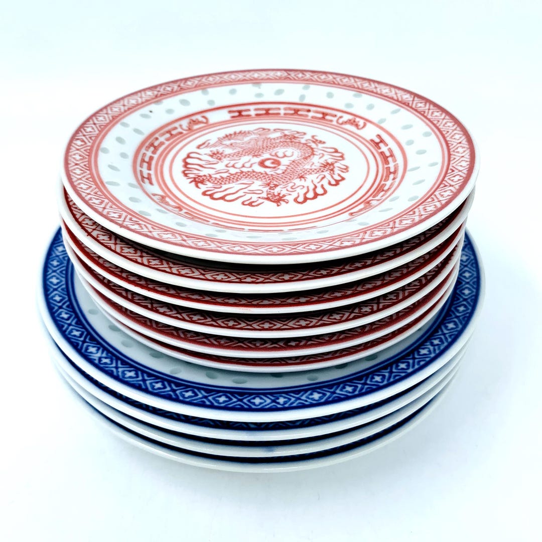 Set of 10 Chinese Porcelain Rice Grain Plates, With a Chinese Dragon in ...