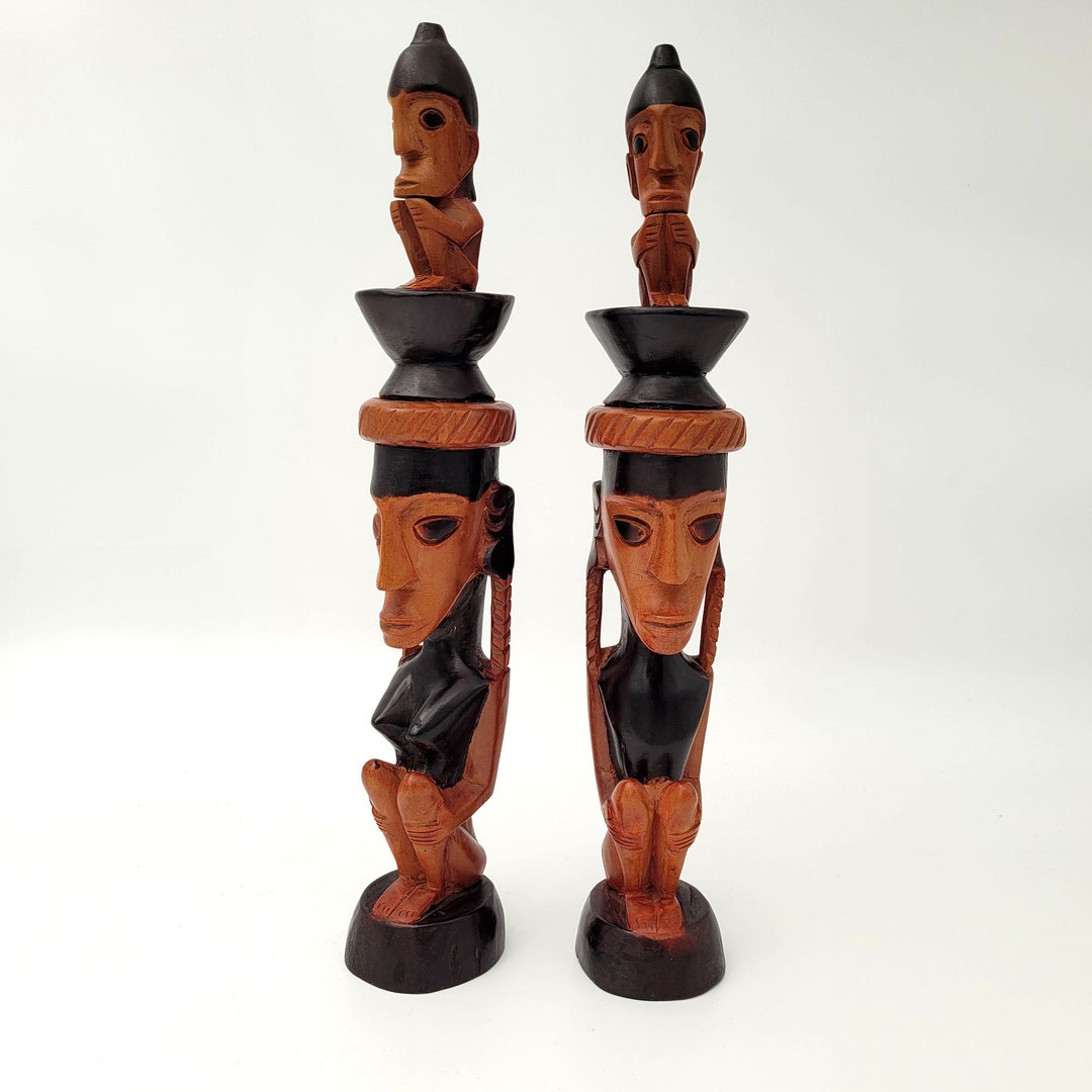 Vintage Man and Woman Ancestor Family Statues by the Batak Ethnic Group ...