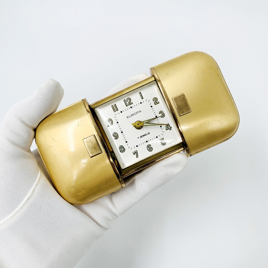 Vintage Travel Alarm Clock Europa 7 Jewels, Rare Mechanical Wind up ...