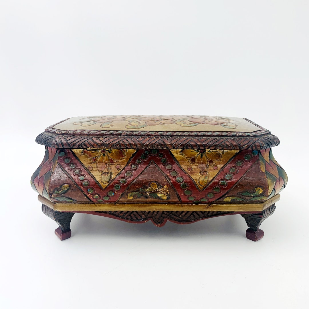 Handcrafted Unique Octagonal Wooden Box, Vintage / Antique Strong ...