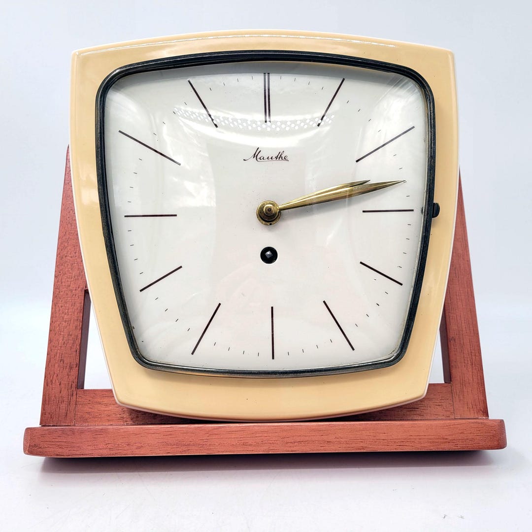 Vintage Mauthe Wall Clock, Beige on White Ceramic Wall Clock ...