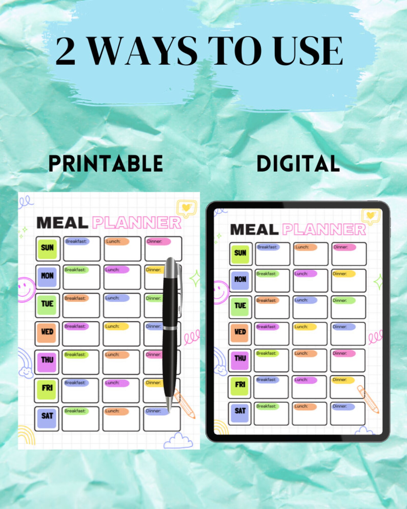 Printable Weekly Meal Planner | Food Prep Log | Diet Planner | A4 ...