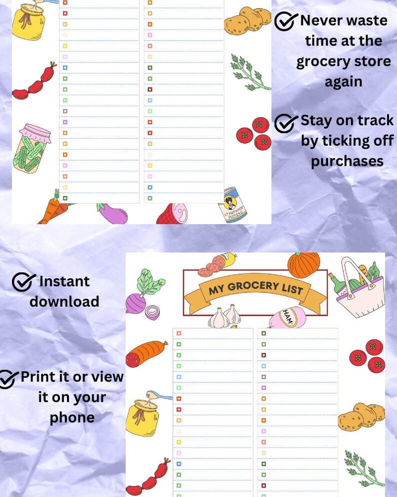 Printable Grocery List | Printable Shopping List | Editable Grocery ...