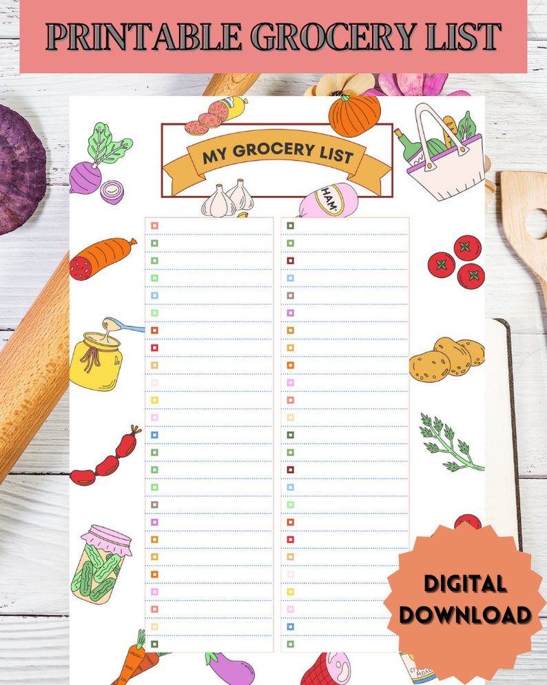 Printable Grocery List | Printable Shopping List | Editable Grocery ...
