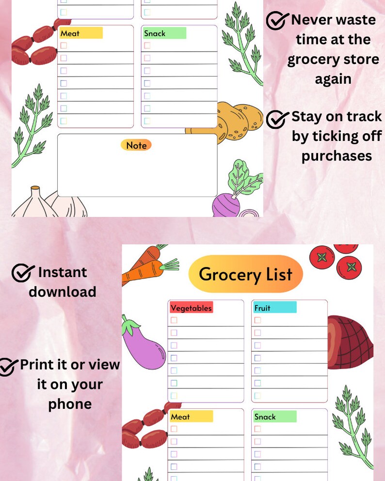 Printable Grocery List | Printable Shopping List | Editable Grocery ...