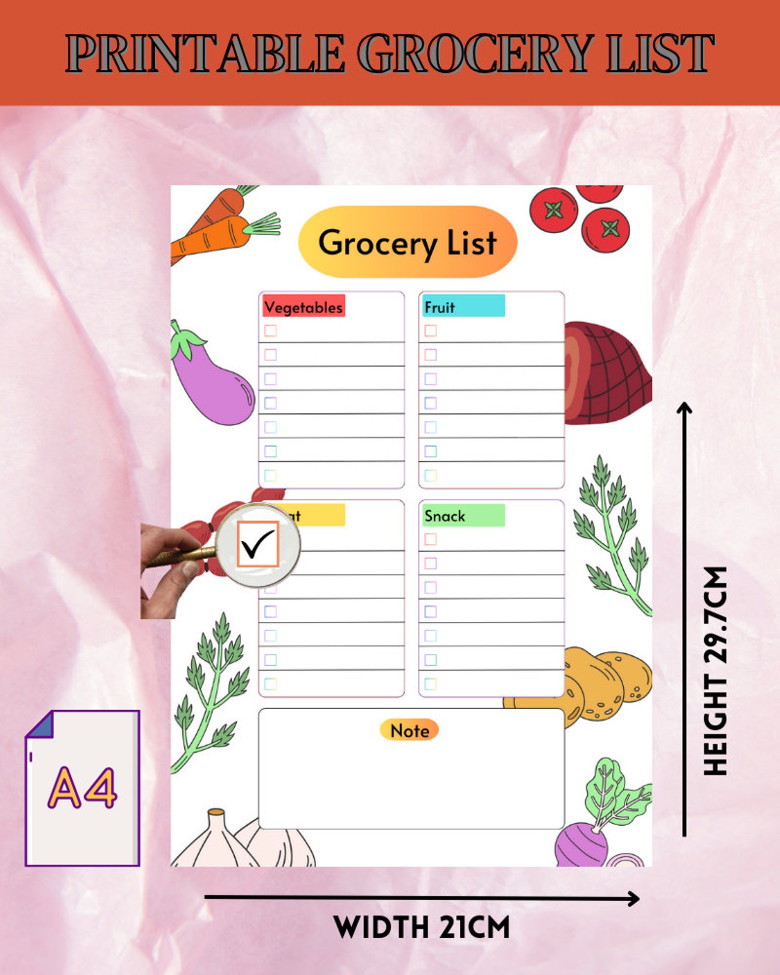 Printable Grocery List | Printable Shopping List | Editable Grocery ...