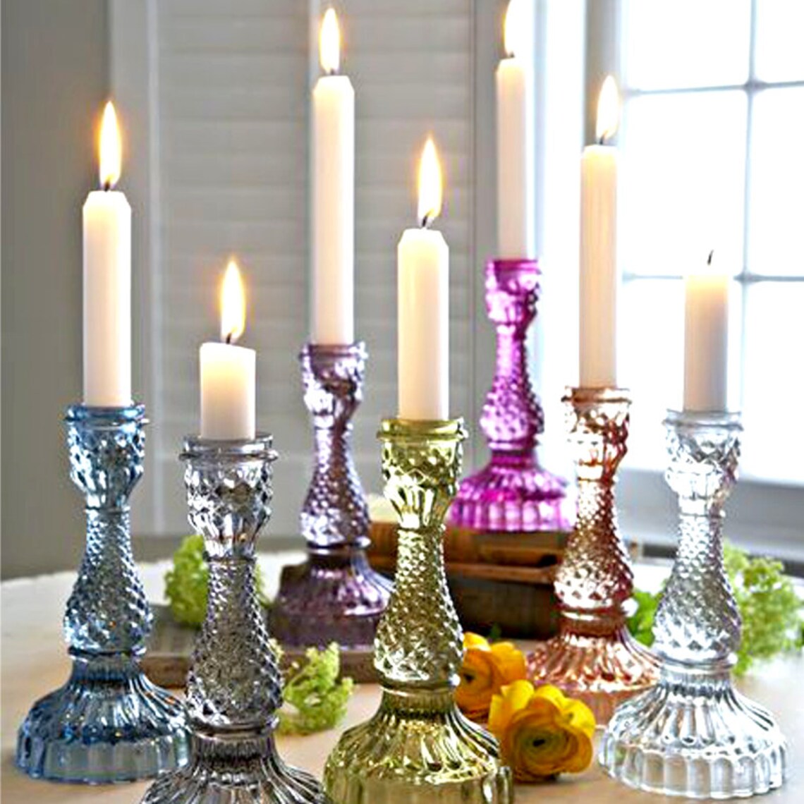 Turquoise Glass Candle Holder Aqua Blue Glass Tea Light Accessory ...