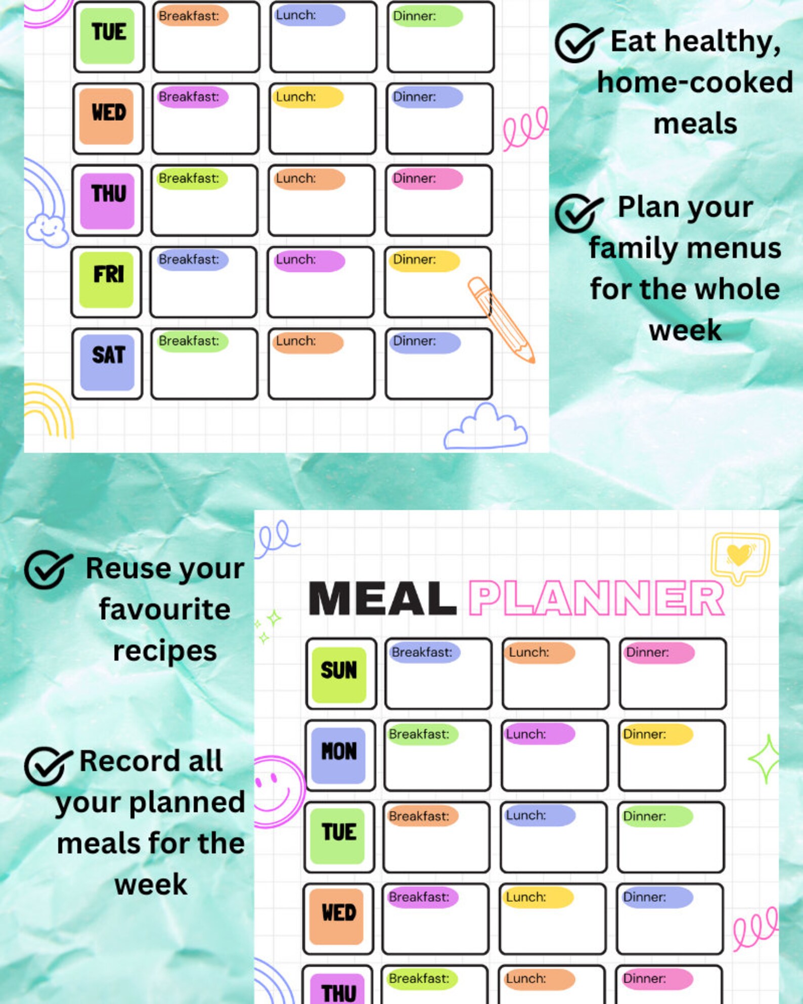 Printable Weekly Meal Planner | Food Prep Log | Diet Planner | A4 ...