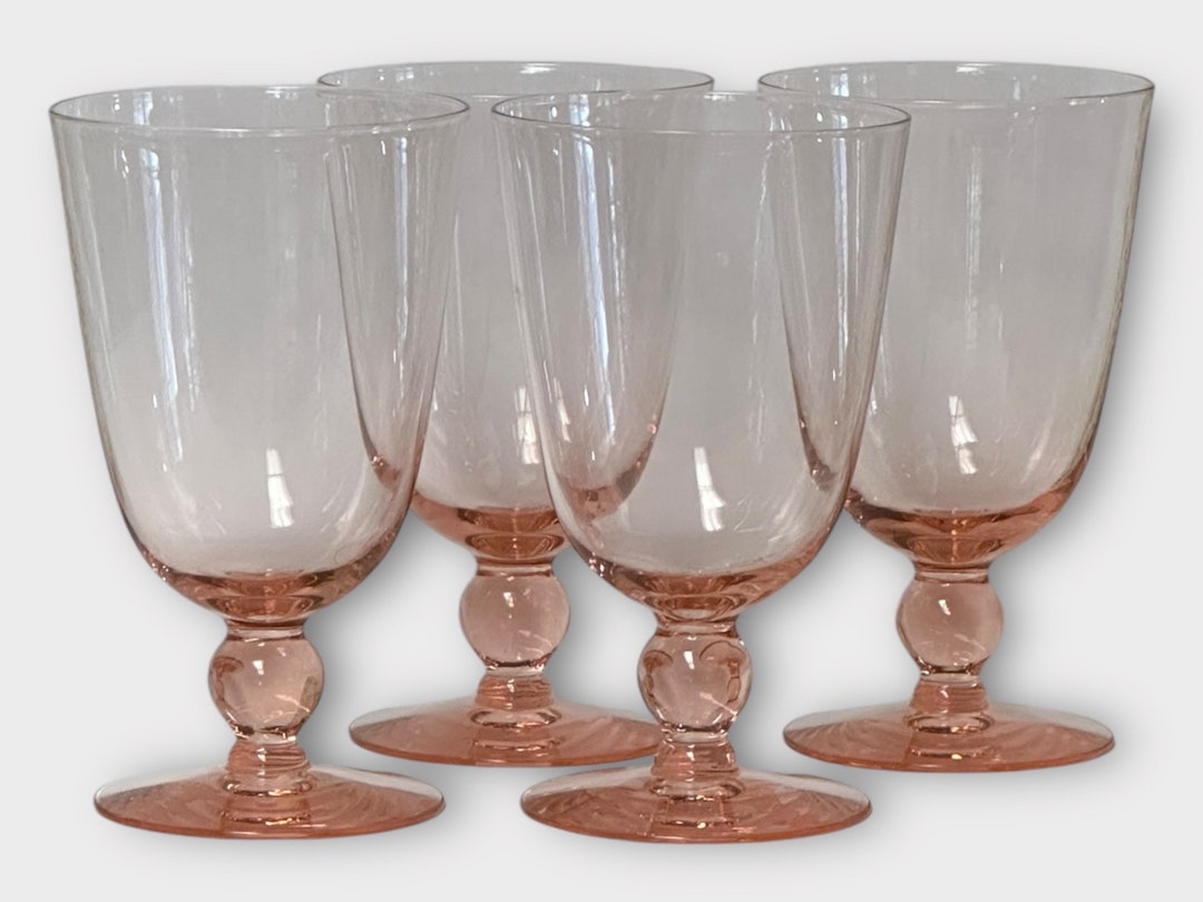 Set of 4 Americana Pink Water Goblets by Morgantown Glass - Etsy