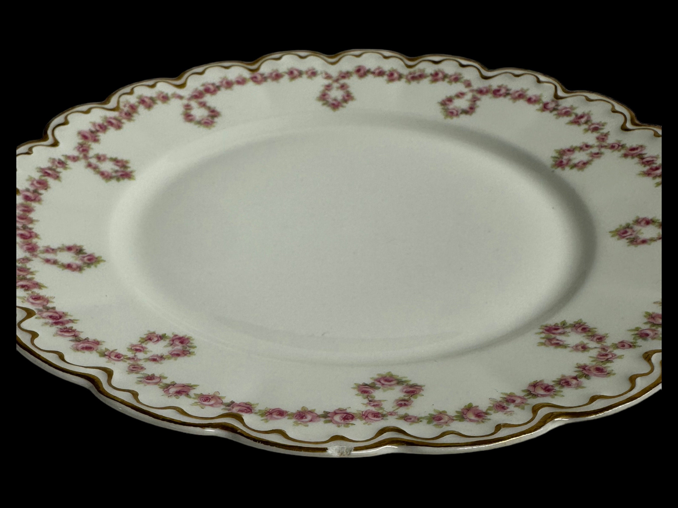 Set of 3 Theodore Haviland Limoges Schleiger 319 Gold Drop Rose Wreath ...