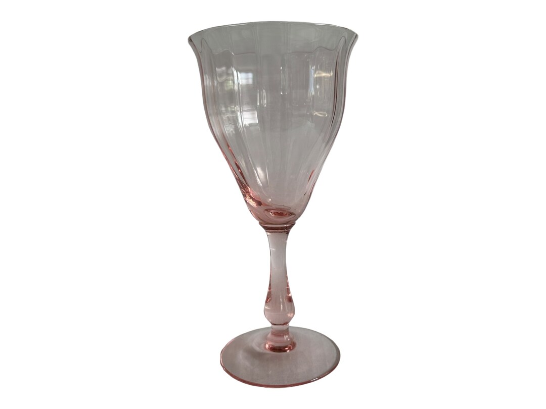 Fry Glass Pink Straight Optic Water Goblet Wine Glass - Etsy