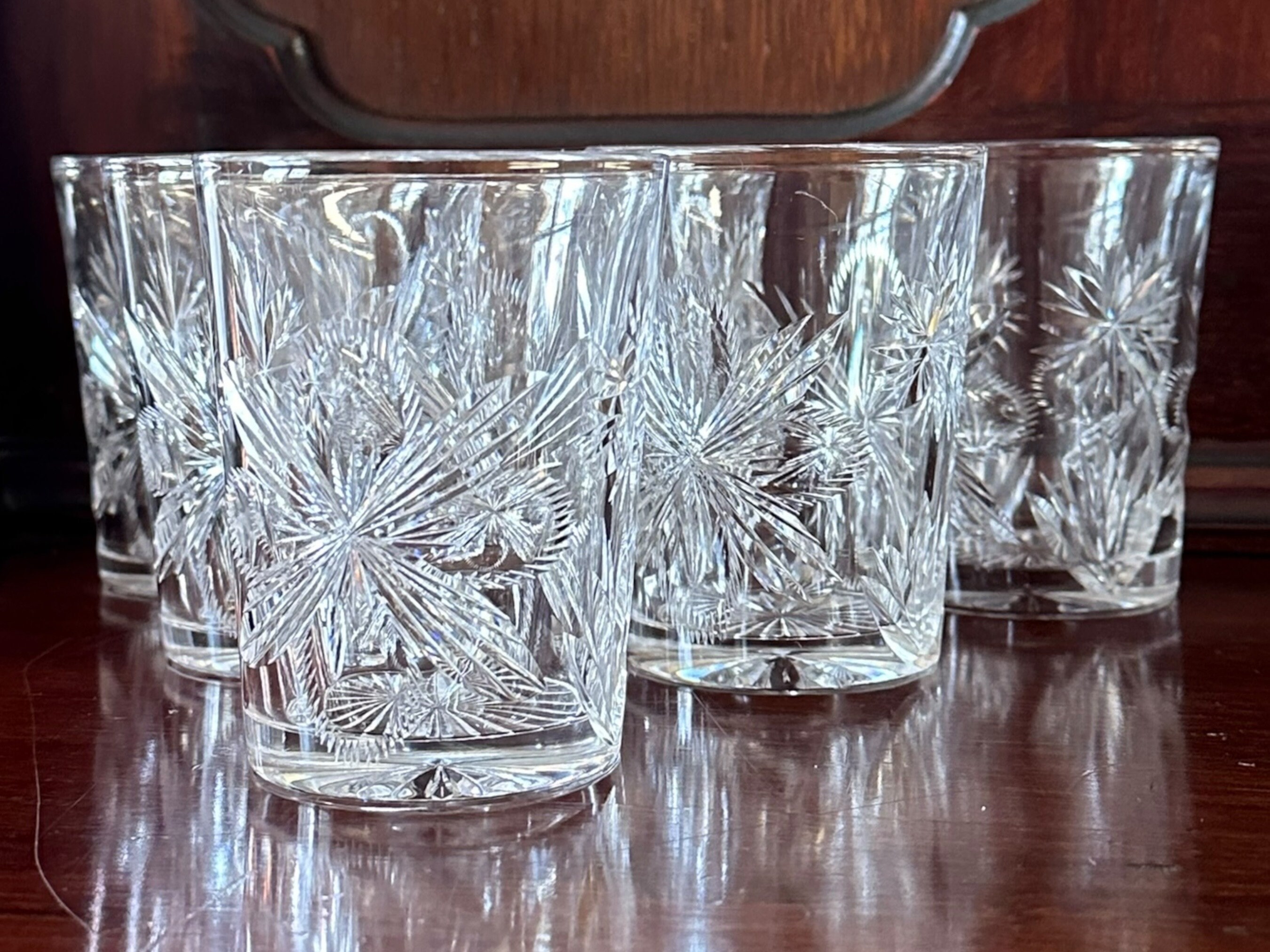 Set of 6 Libbey American Brilliant Cut Glass Tumbler Flower Pattern - Etsy