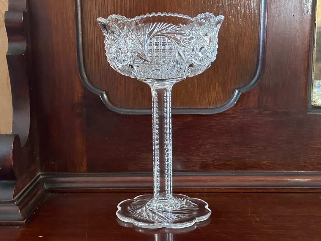 Antique EAPG Mckee Glass Sunburst Pattern Open Compote 8 3/8” Tall - Etsy