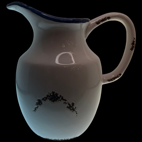 White Enamel Pitcher - Etsy