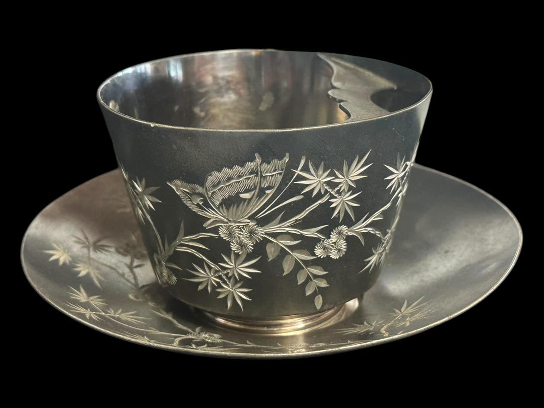 Antique James W Tufts Quadruple Plate Monogrammed Mustache Cup and ...