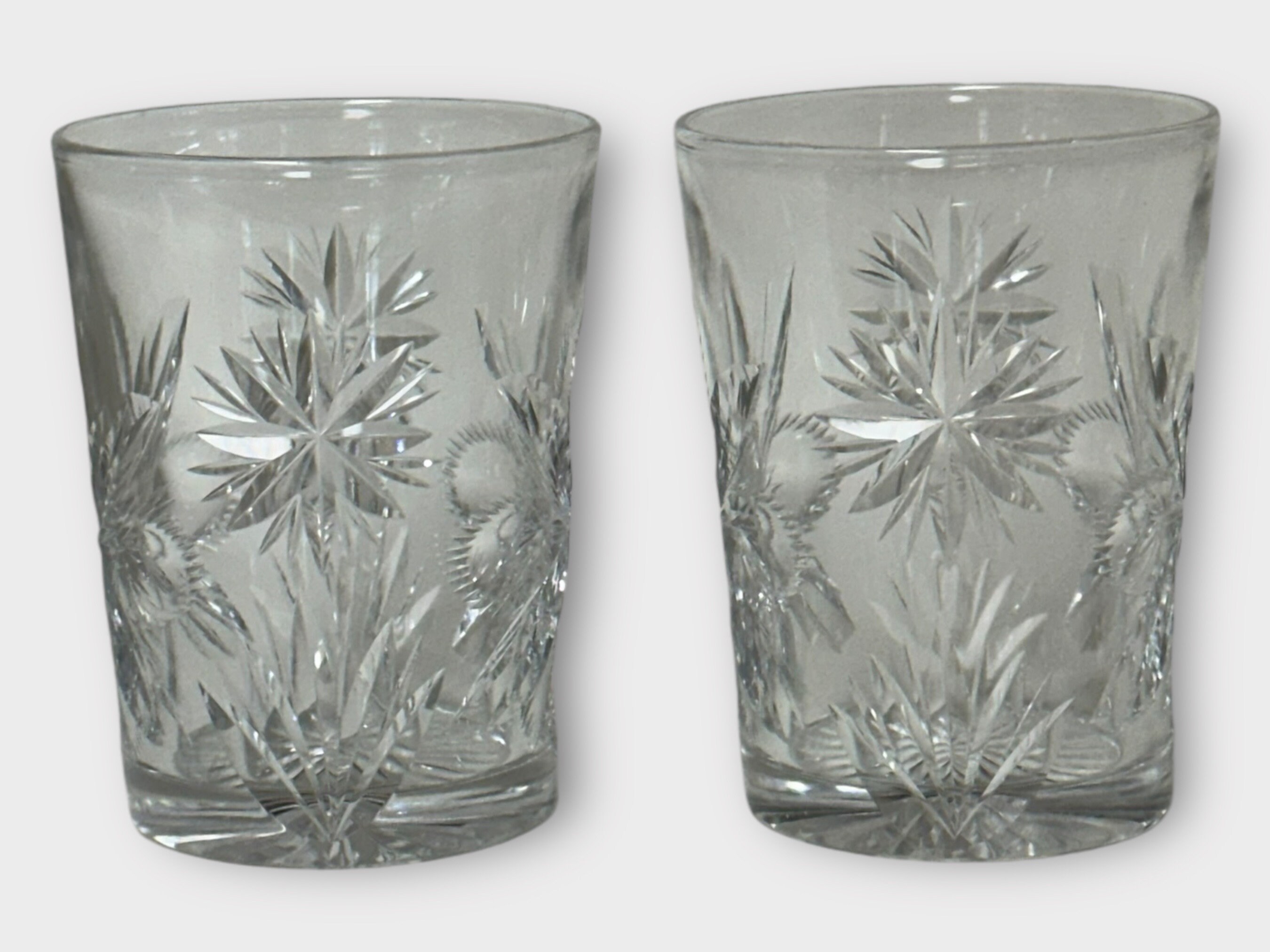 Set of 6 Libbey American Brilliant Cut Glass Tumbler Flower Pattern - Etsy