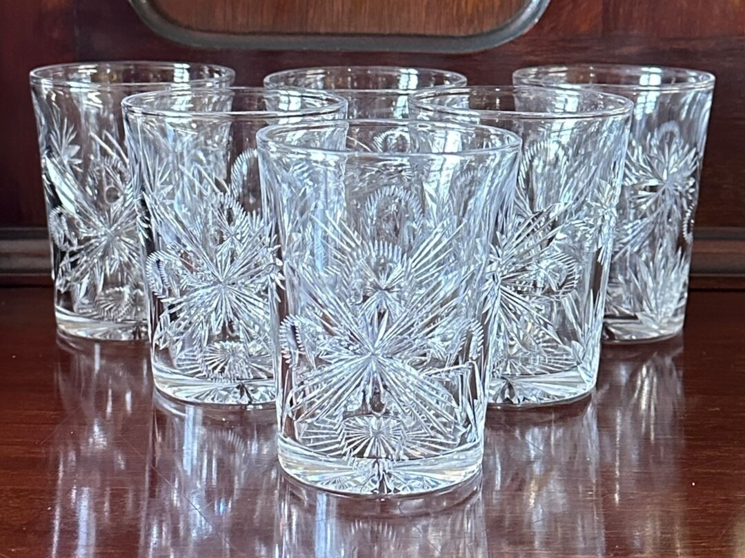 Set of 6 Libbey American Brilliant Cut Glass Tumbler Flower Pattern - Etsy