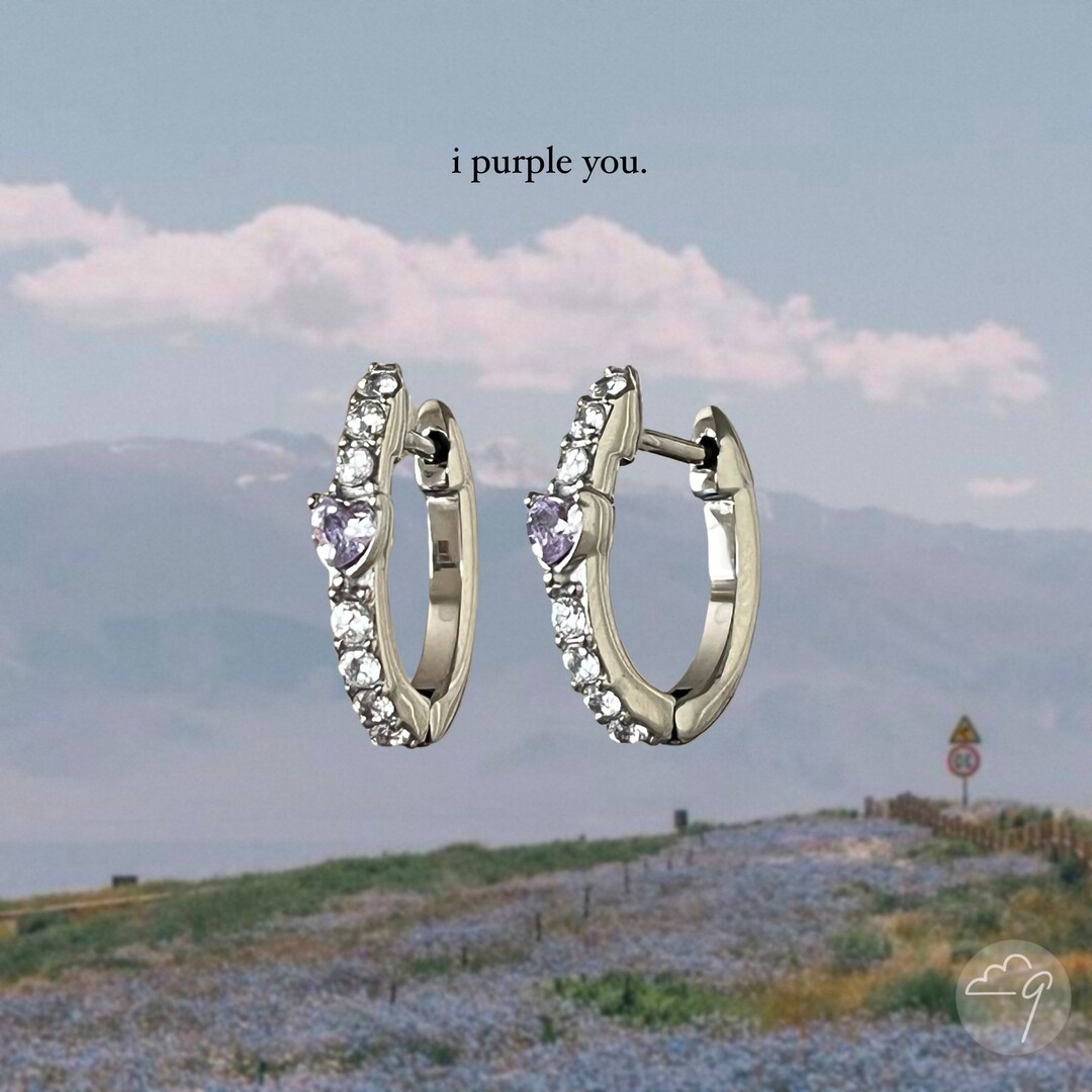 BTS Borahae OT7 Studded Hoop Earrings - Etsy