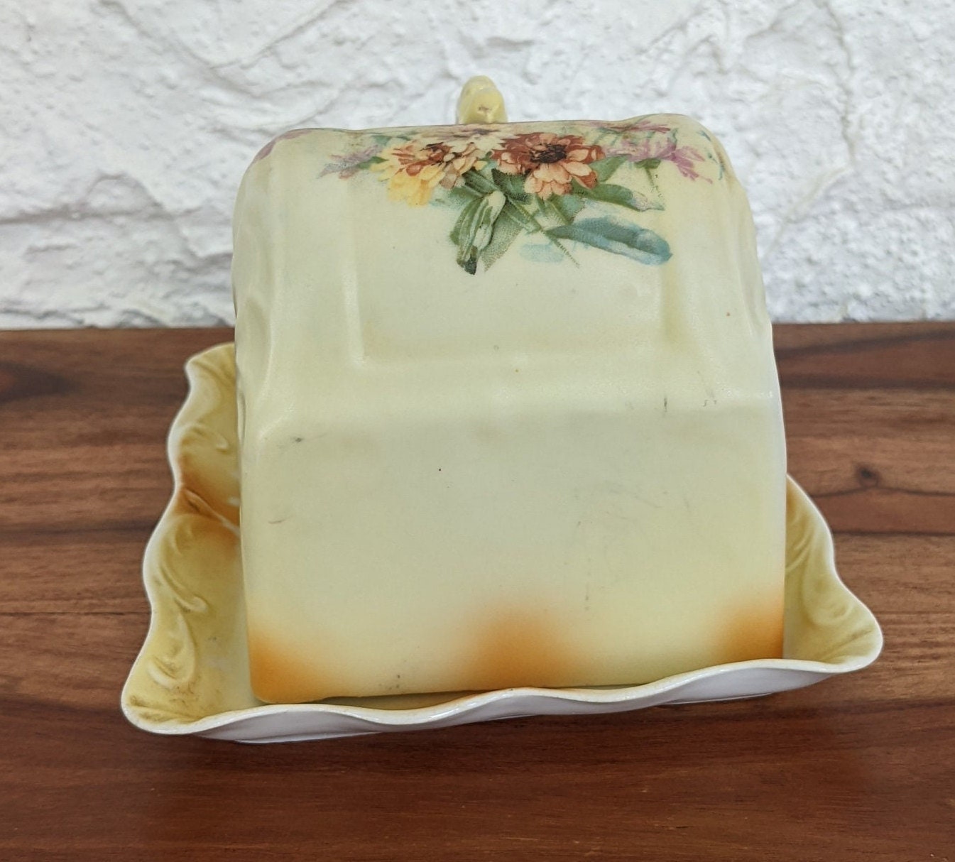 Antique Porcelain Cheese Dish/server Yellow With Orange and - Etsy