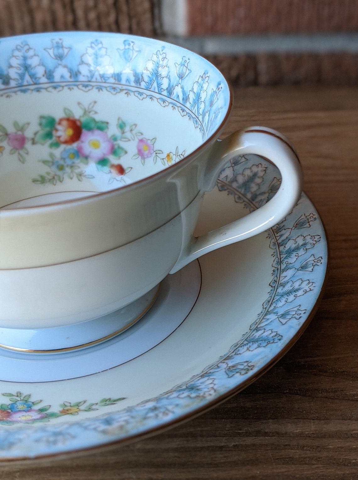 Noritake Morimura Hand Painted Teacup and Saucer Blue and - Etsy