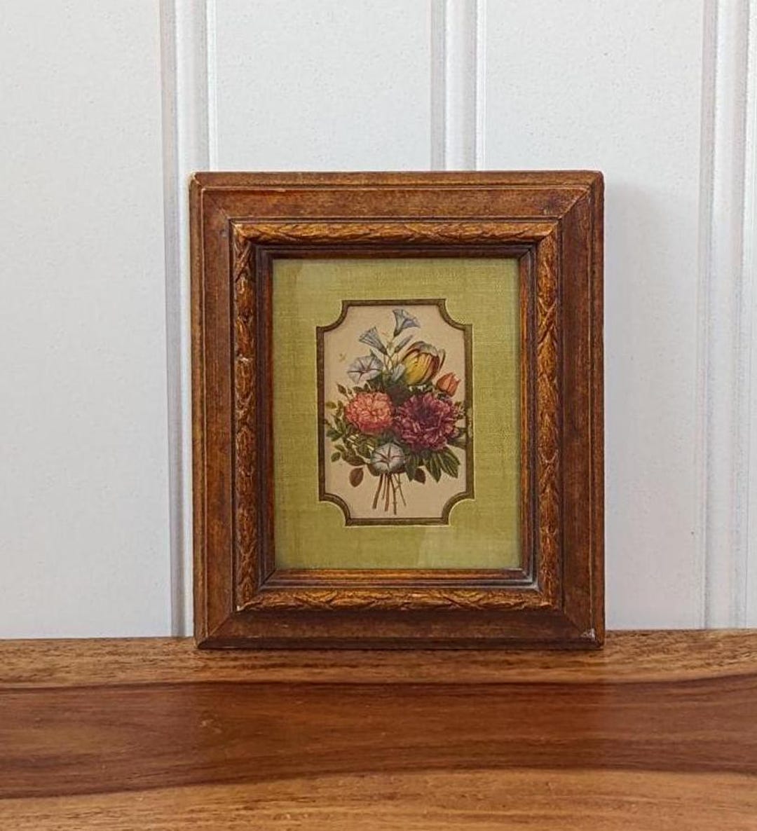 Vintage H. Hal Kramer Co. Chicago Wooden Framed Green Floral Print ...