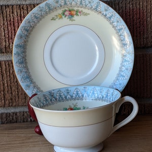 Noritake Morimura Hand Painted Teacup and Saucer, Blue and Yellow With ...