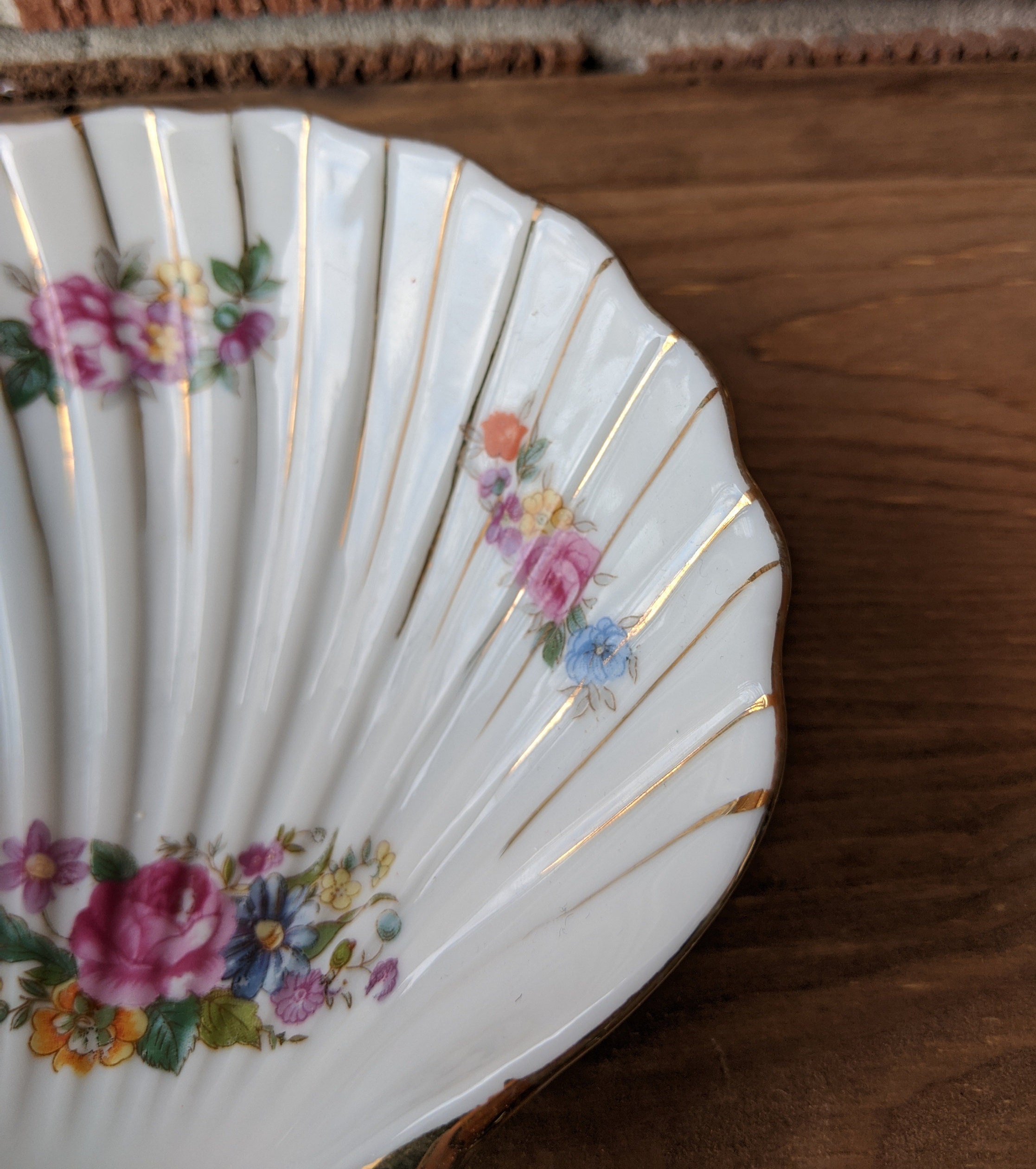 Occupied Japan Seashell/Clam Dish Floral with Gilding | Etsy