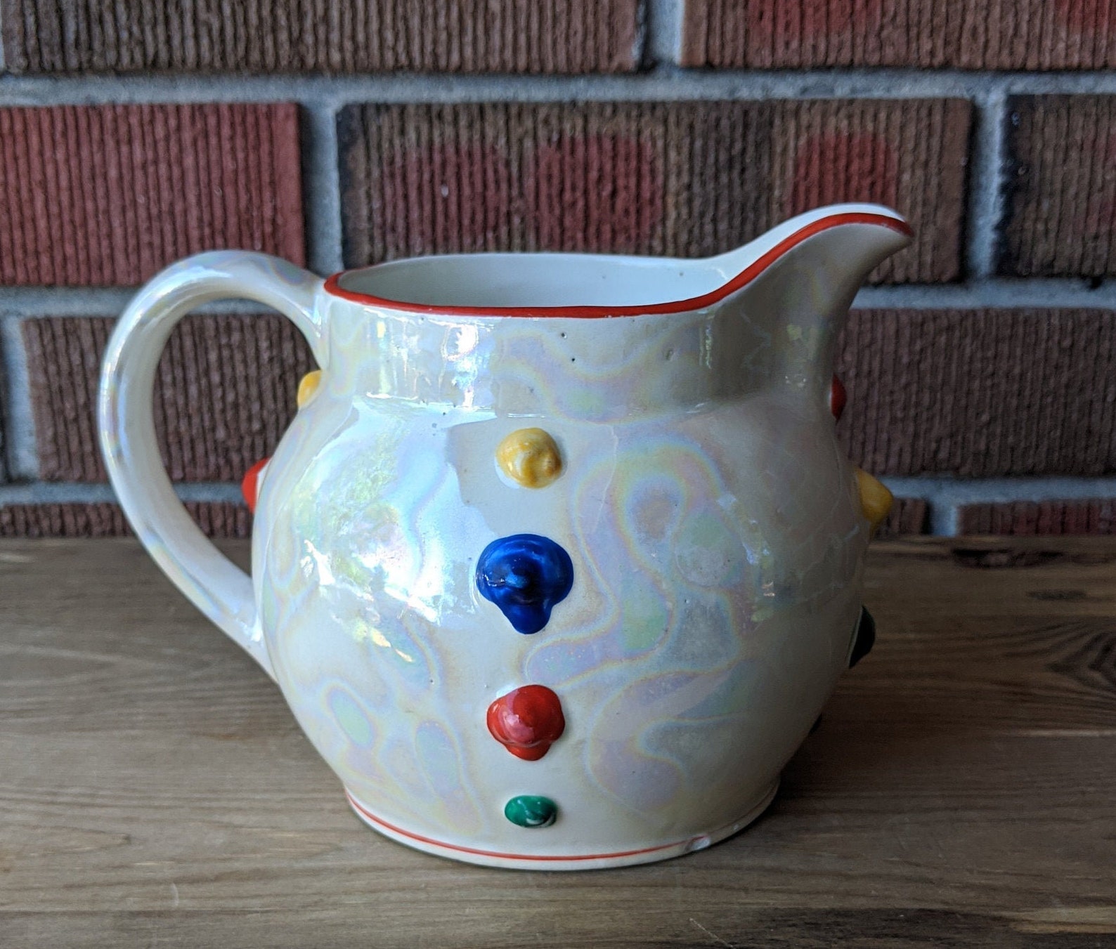 Vintage Czechoslovakia Hand Painted Lusterware Pitcher, Primary Colour ...