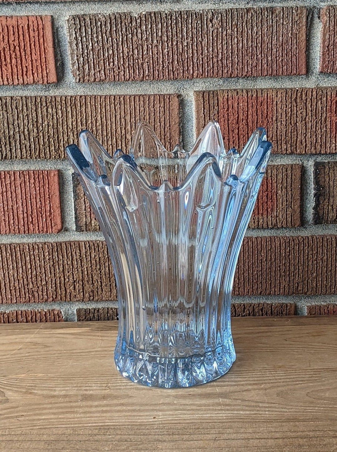 Art Deco Sowerby Pressed Glass Celery Ice Blue Sunburst Vase, Vintage ...