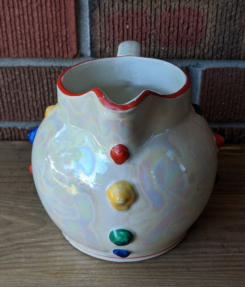 Vintage Czechoslovakia Hand Painted Lusterware Pitcher, Primary Colour ...