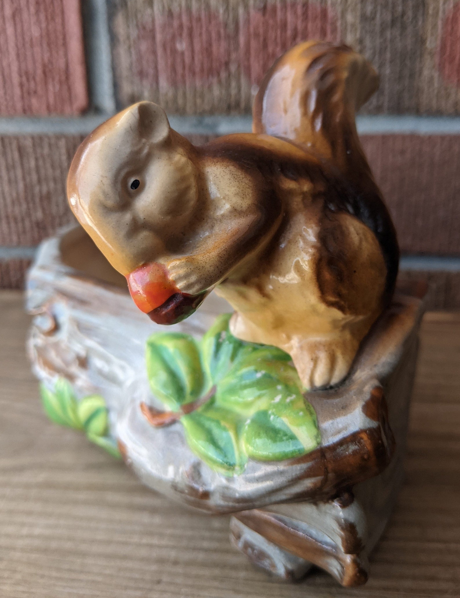 Mid Century Cute Vintage Ceramic Chipmunk on Log Planter, Kitsch ...