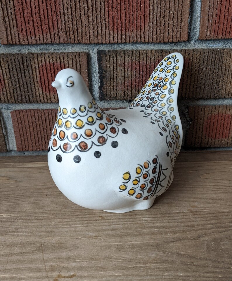 Ceramic Folk Art Pigeon White Pigeon With Brown and Black - Etsy
