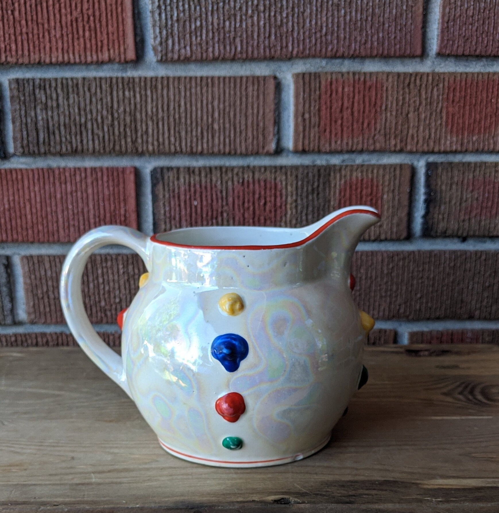 Vintage Czechoslovakia Hand Painted Lusterware Pitcher, Primary Colour ...
