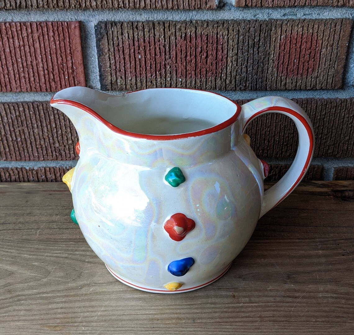 Vintage Czechoslovakia Hand Painted Lusterware Pitcher, Primary Colour ...