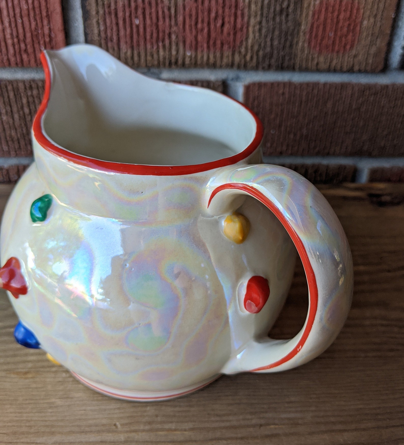 Vintage Czechoslovakia Hand Painted Lusterware Pitcher, Primary Colour ...