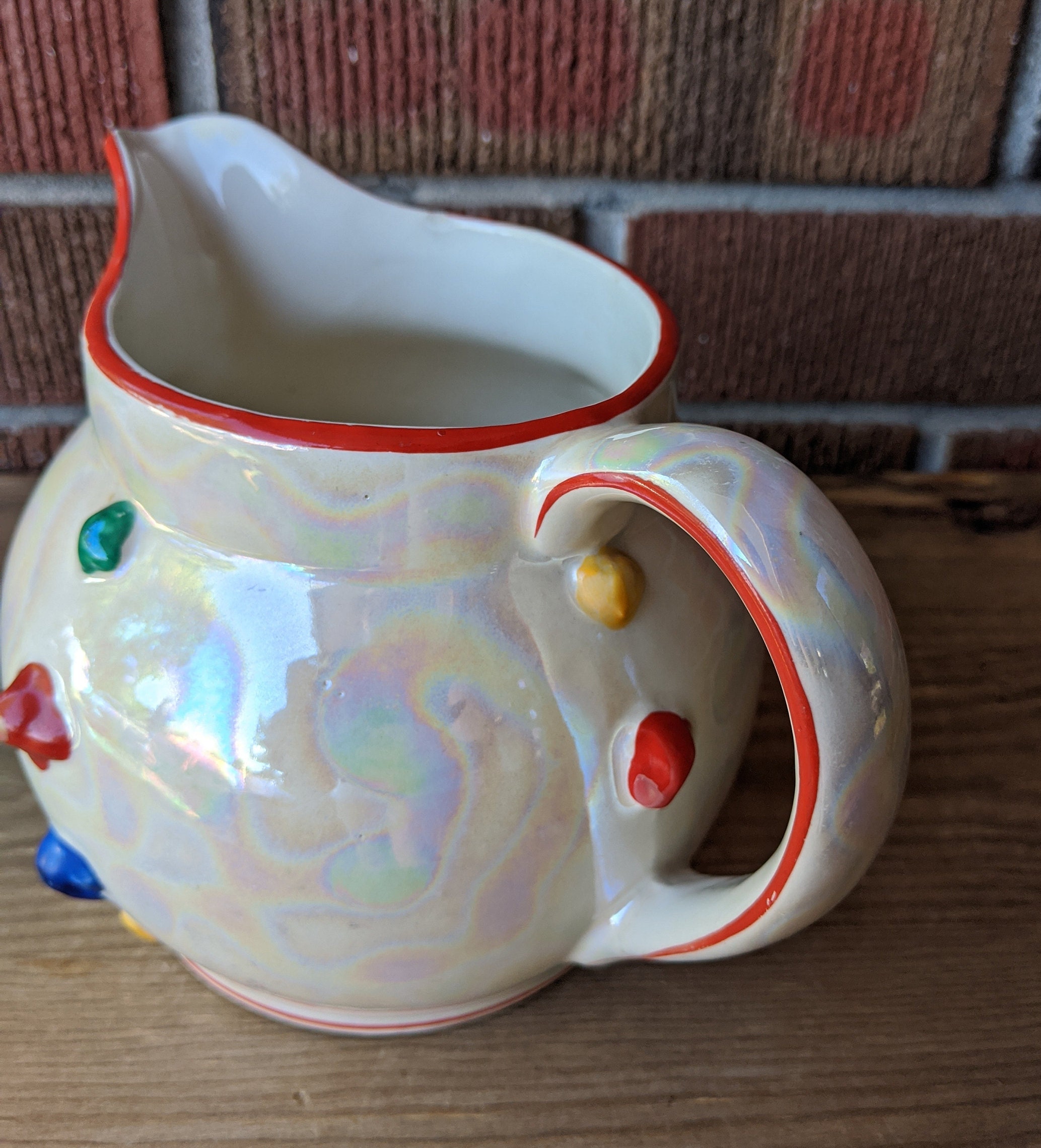 Vintage Czechoslovakia Hand Painted Lusterware Pitcher, Primary Colour ...
