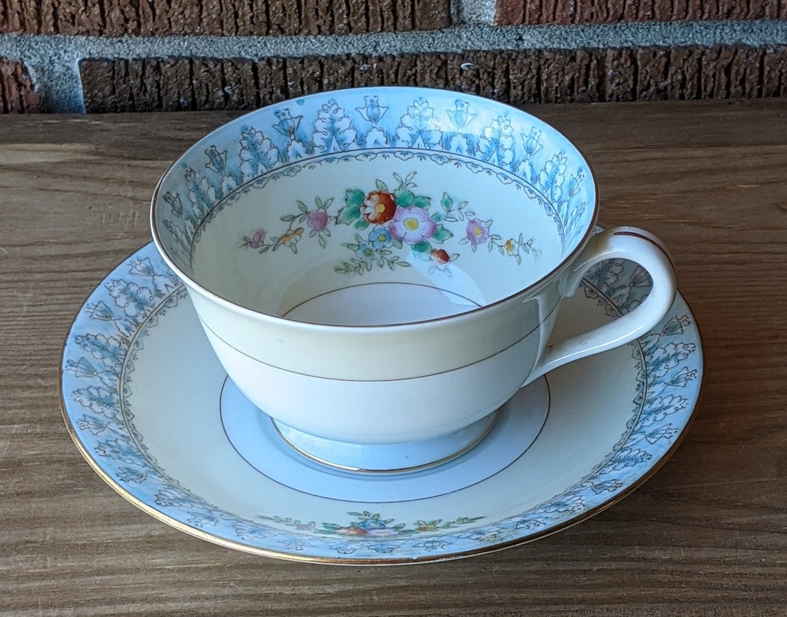 Noritake Morimura Hand Painted Teacup and Saucer Blue and - Etsy