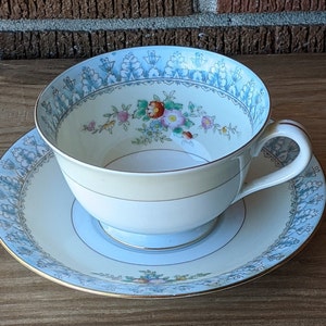 Noritake Morimura Hand Painted Teacup and Saucer, Blue and Yellow With ...