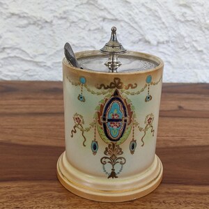 Antique W. Adams & Co Tunstall Ceramic Sugar Bowl With Spoon, Original ...