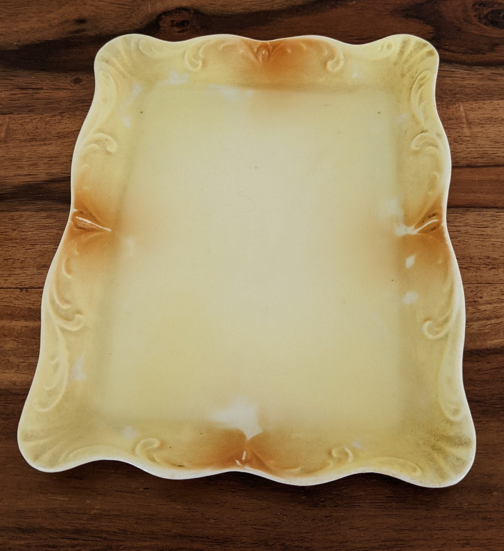 Antique Porcelain Cheese Dish/server Yellow With Orange and - Etsy