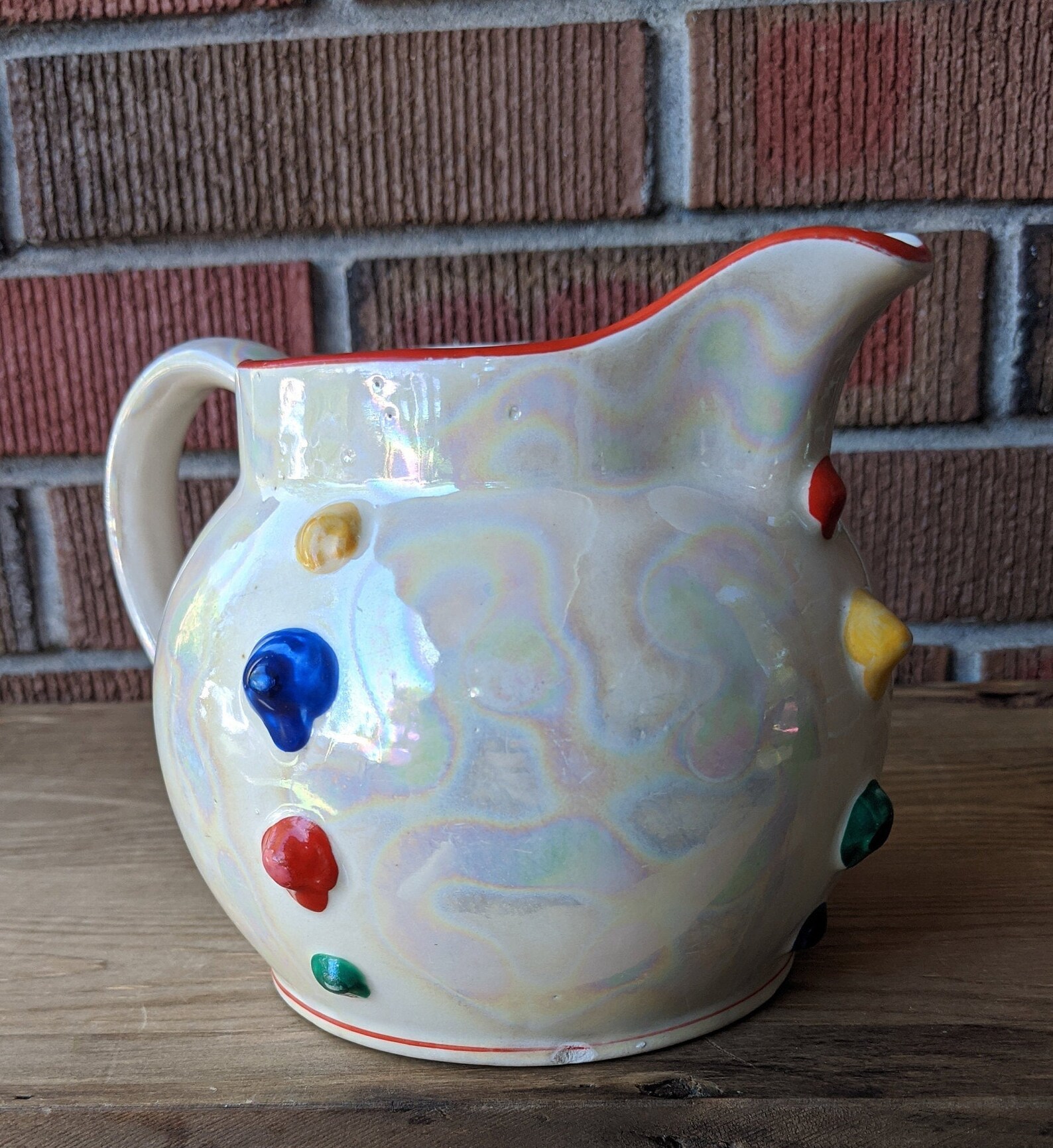 Vintage Czechoslovakia Hand Painted Lusterware Pitcher, Primary Colour ...
