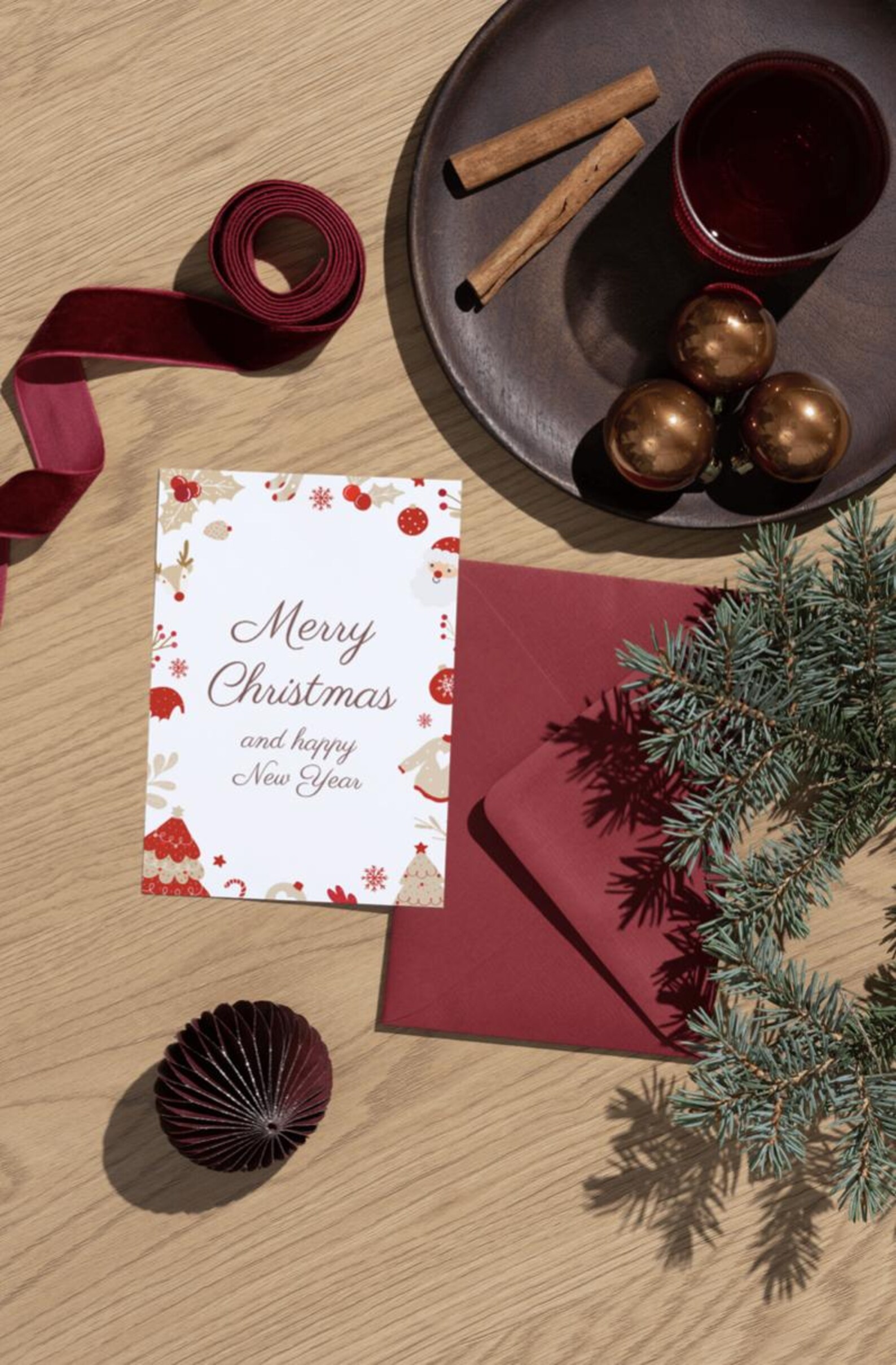 Merry Christmas Printable Card Instant Download Classic Festive Holiday ...