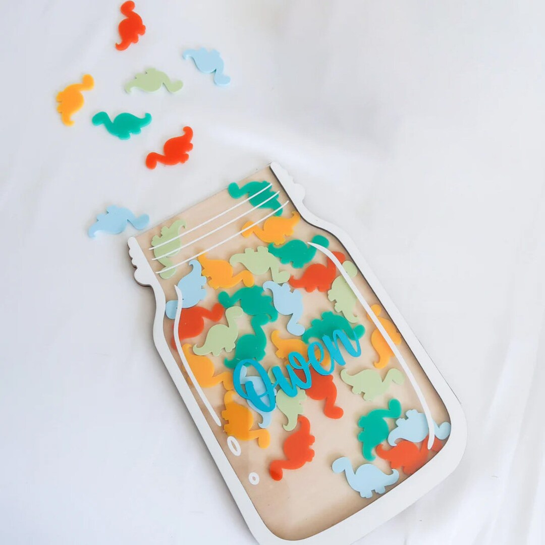 Dinosaur Reward Jar, Custom Dinosaur Jar With Tokens, Kids Reward Jars ...