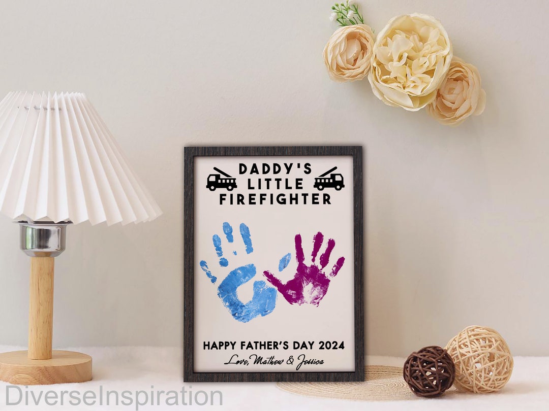 Daddy's Little Firefighter Father's Day Gift, Father's Day Wooden Sign ...