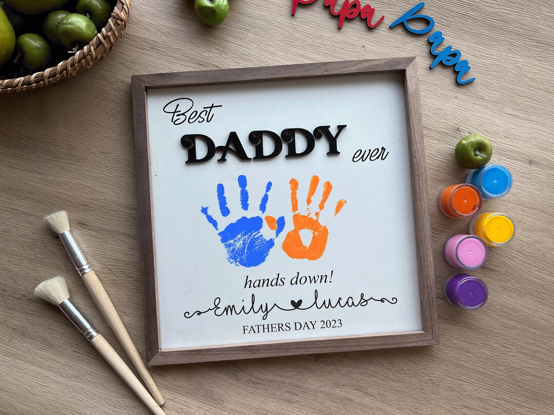 Custom Father's Day Gift, Handprint Kid, Happy Father's Day, Hands Down ...