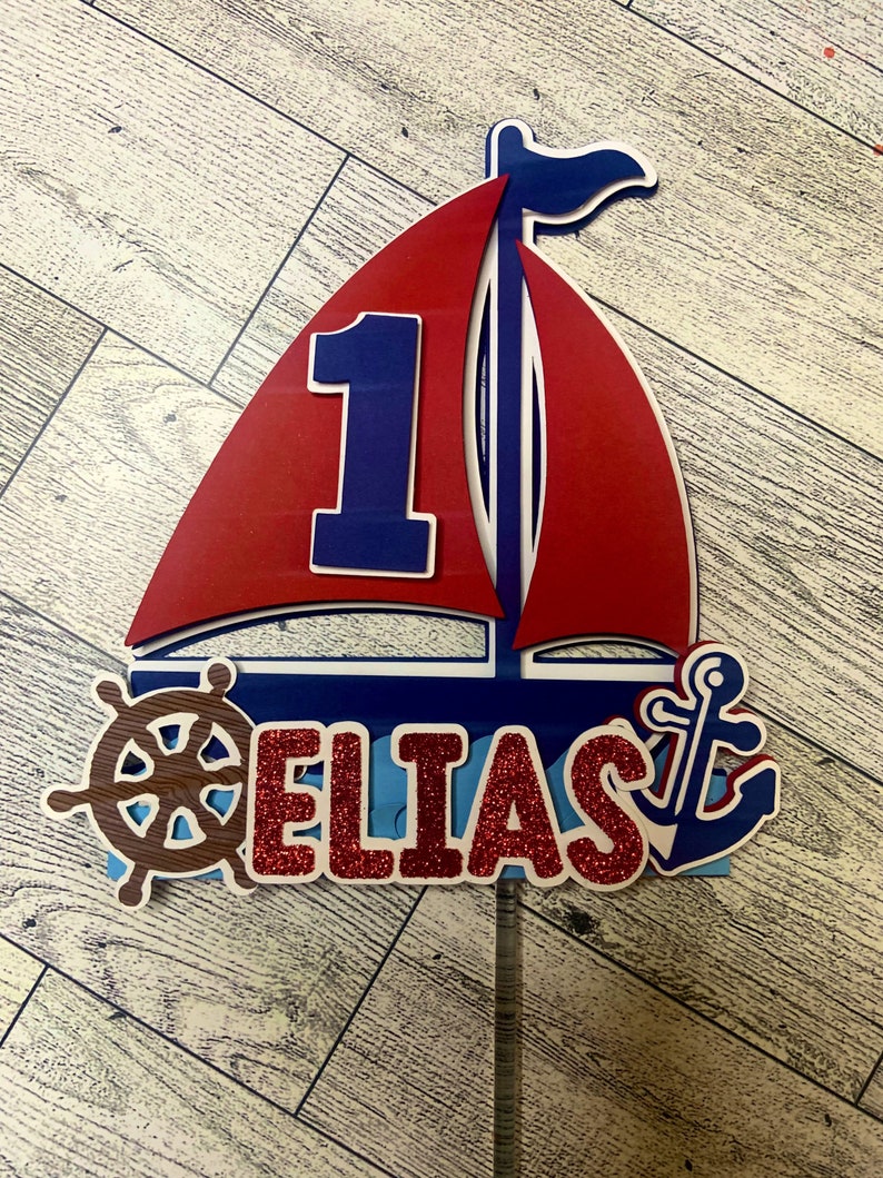 Nautical Cake Topper Sailboat Cake Topper Etsy