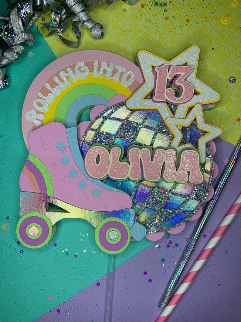 Personalized Rolling Skate Cake Topper: 3D Disco Party Decoration - Etsy